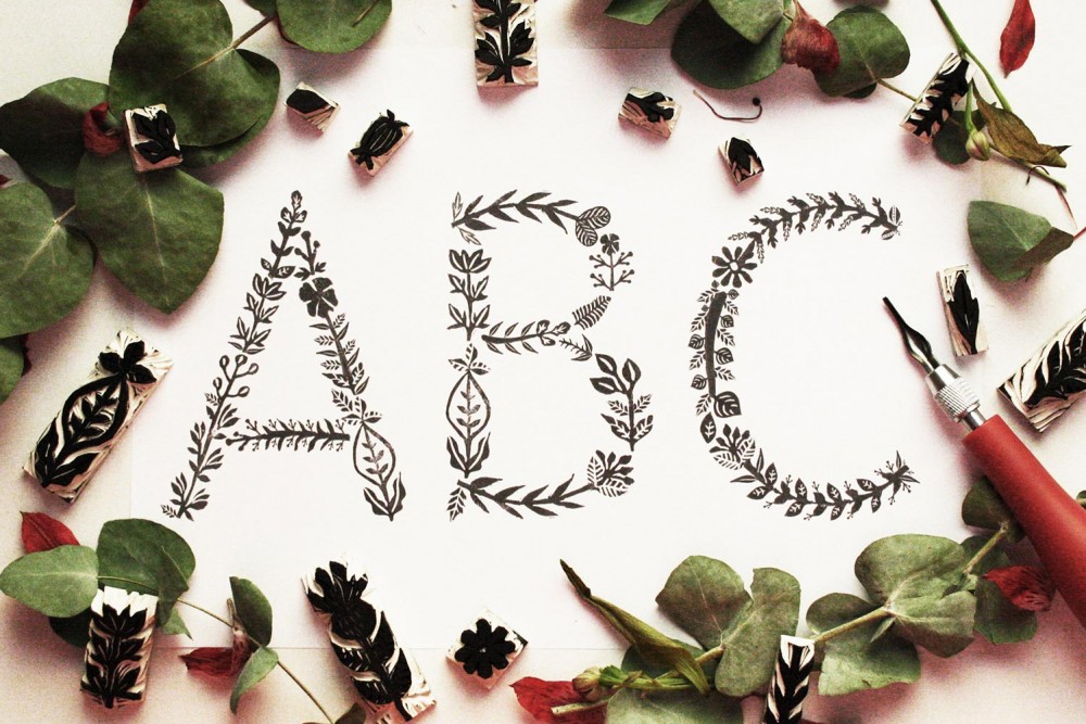 Floral Stamp Typography By Meni Chatzipanagiotou The Greek Foundation
